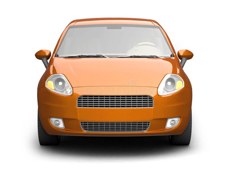 Orange Small Car Front View Picture. Image: 10236592