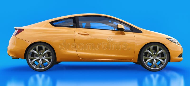 Orange Small Sports Car Coupe. 3d Rendering. Stock Illustration ...