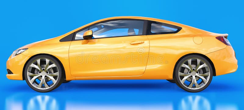 Orange Small Sports Car Coupe. 3d Rendering. Stock Illustration ...