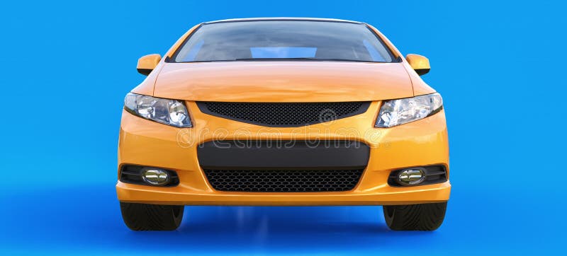 Orange Small Sports Car Coupe. 3d Rendering. Stock Illustration ...