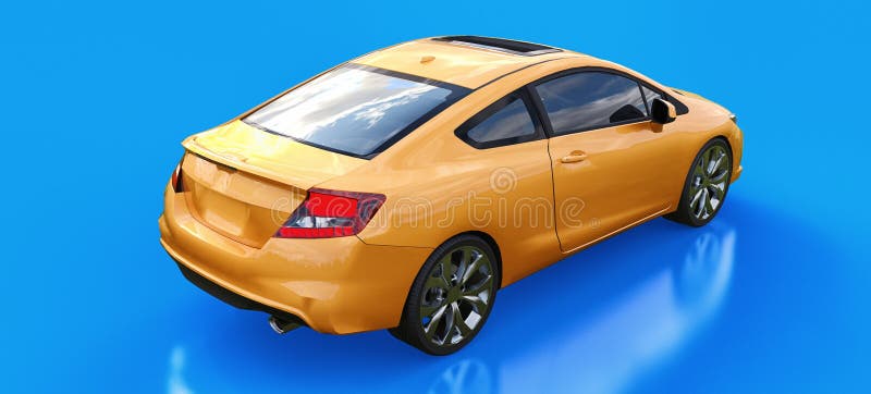 Orange Small Sports Car Coupe. 3d Rendering. Stock Illustration ...