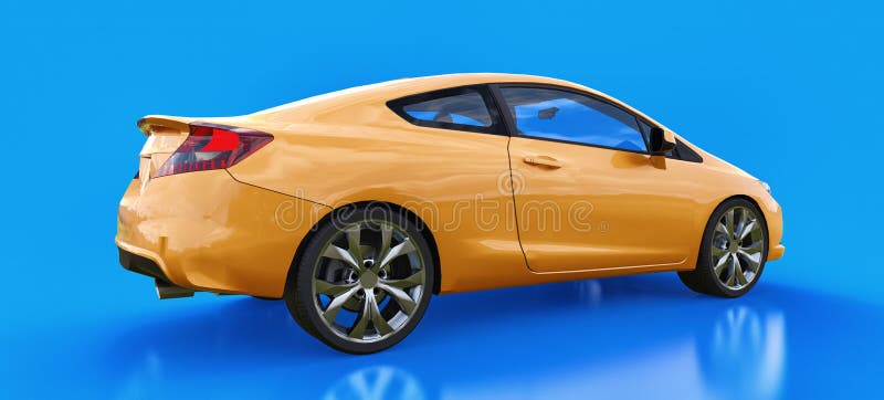 Orange Small Sports Car Coupe. 3d Rendering. Stock Illustration ...