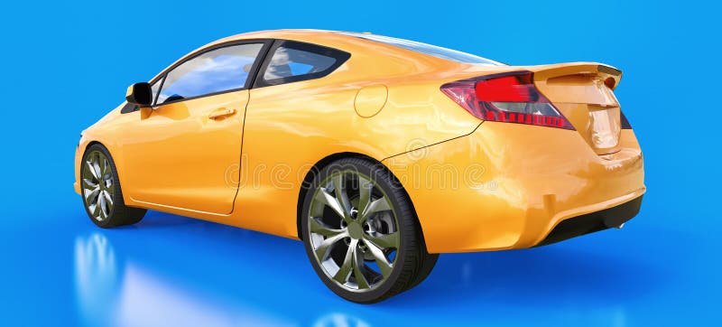 Orange Small Sports Car Coupe. 3d Rendering. Stock Illustration ...