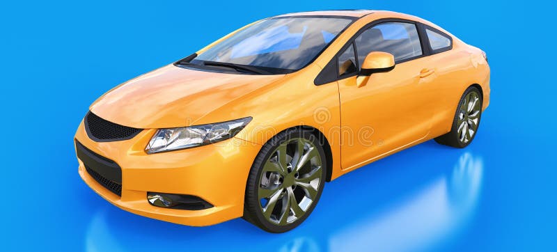 Orange Small Sports Car Coupe. 3d Rendering. Stock Illustration ...