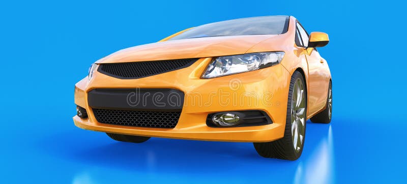 Orange Small Sports Car Coupe. 3d Rendering. Stock Illustration ...