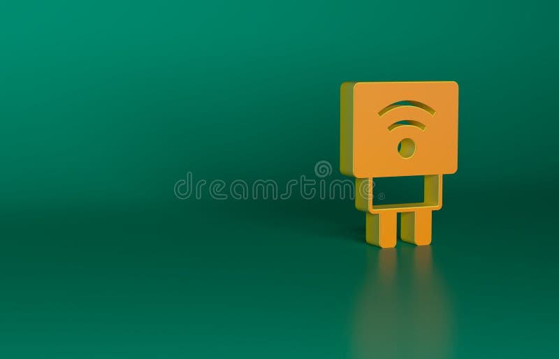 Orange Smart Electric Plug System Icon Isolated on Green Background ...