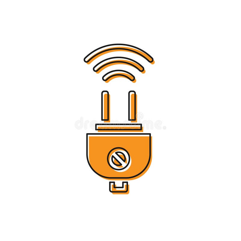 Orange Smart Electric Plug System Icon Isolated on White Background ...
