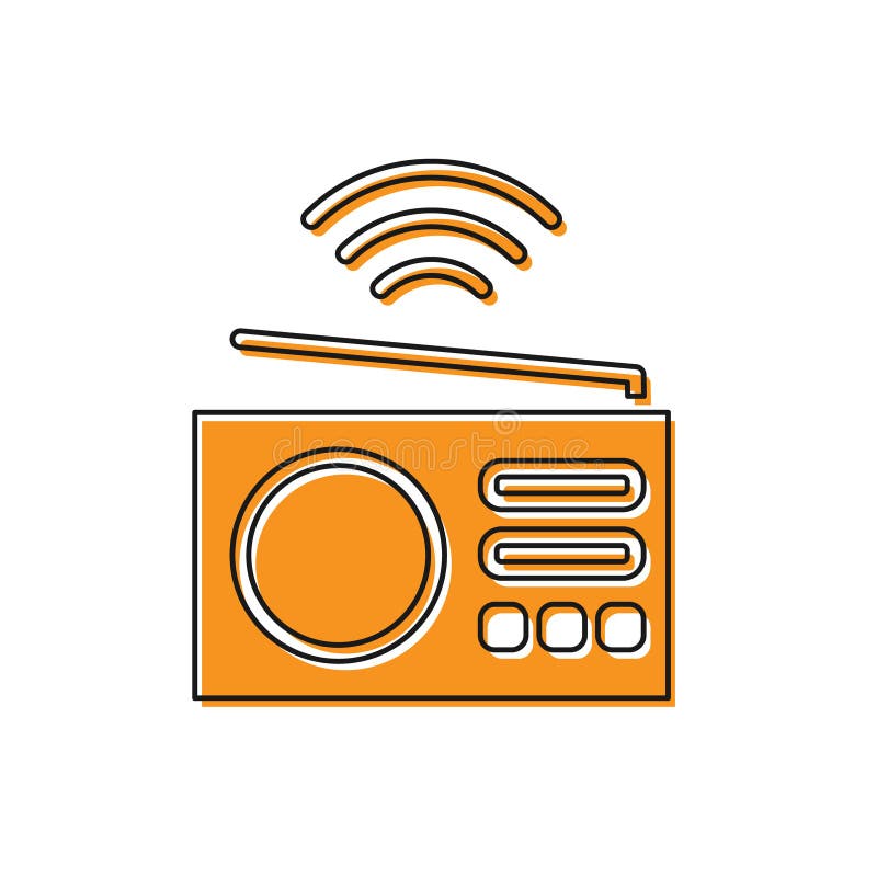 Orange Smart Radio System Icon Isolated on White Background. Internet ...