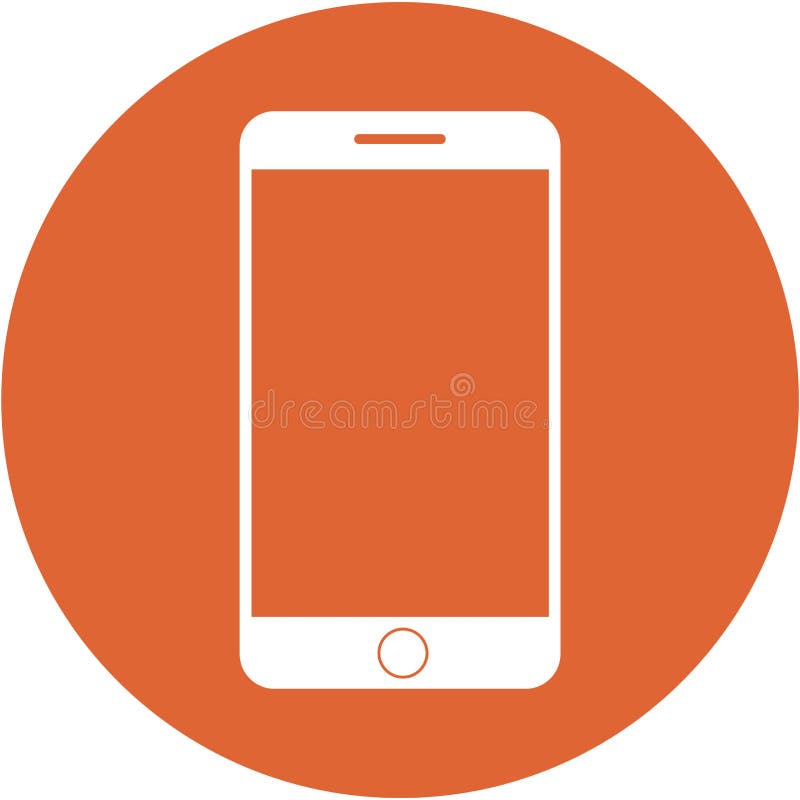 Orange Smartphone Design in a Flat Round Button Stock Illustration ...