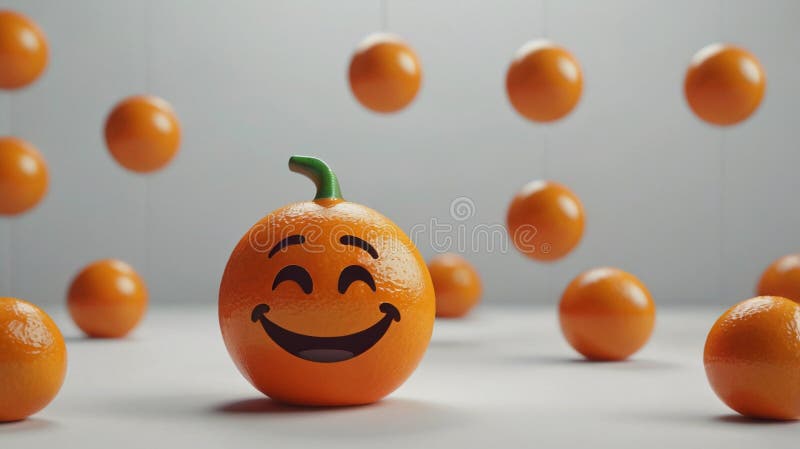 Orange Smile Emoji, Isolated on White Background Stock Illustration ...