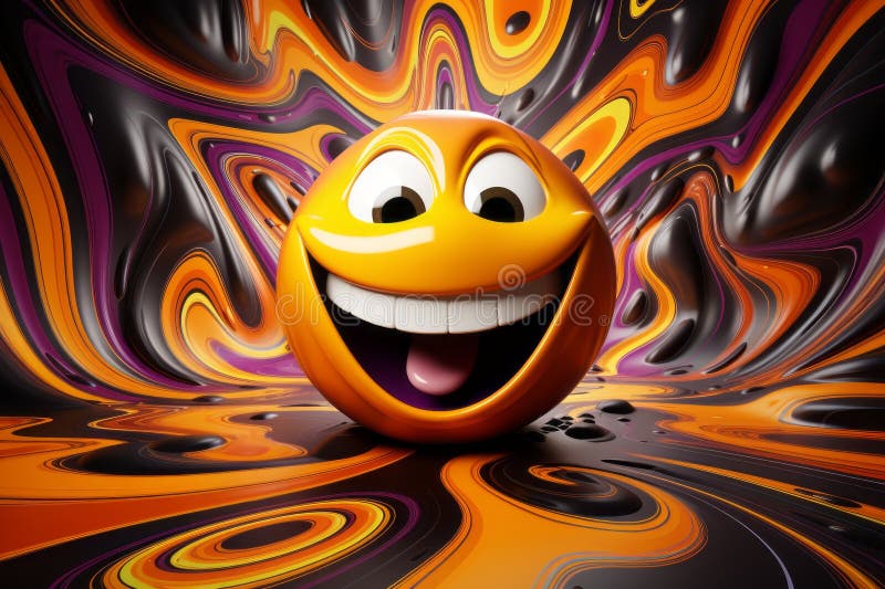 An Orange Smiley Face on a Black and Orange Background Stock ...