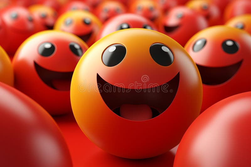 An Orange Smiley Face Surrounded by Many Other Smiley Faces Stock ...