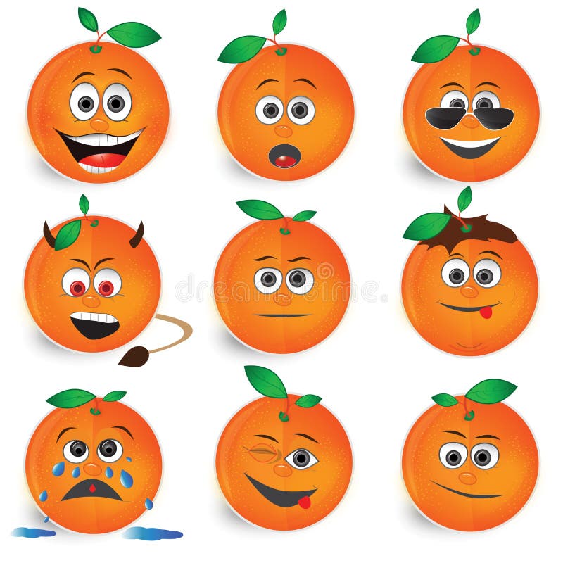 Orange Smileys Vector Icon Set Stock Vector - Illustration of crying ...
