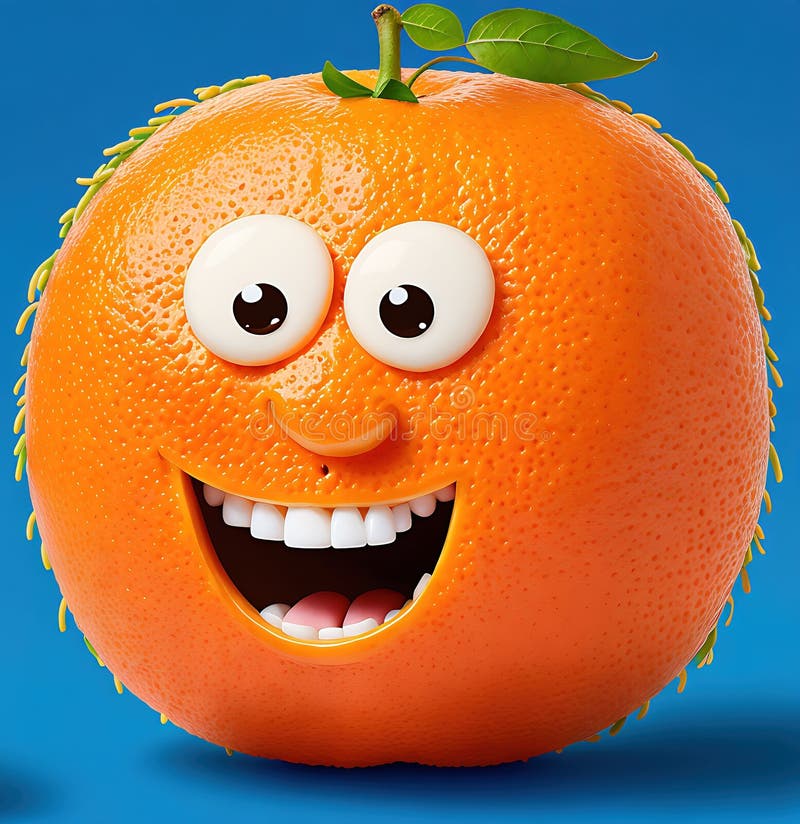An Orange with a Smiling Face. Stock Image - Image of creative ...