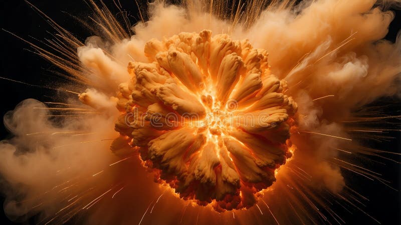 Orange Smoke Center Radial Explosion Isolated in Gold Ai Generated ...