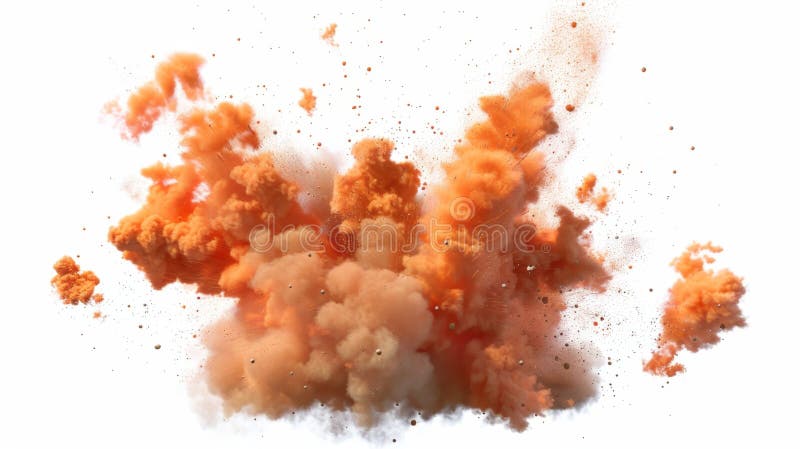 Orange Smoke Explosion Isolated on White Background, Generative AI ...