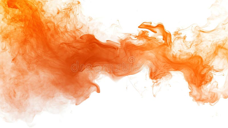 Abstract Orange Smoke Plume Rising on White Background Creates a ...