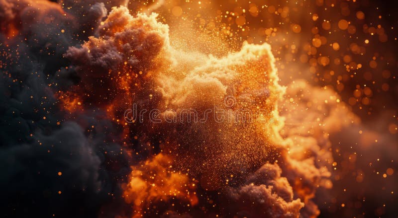 A Dramatic Explosion of Orange Smoke and Sparks Stock Image - Image of ...