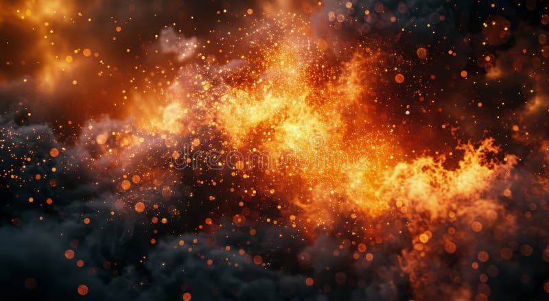 A Dramatic Explosion of Orange Smoke and Sparks Stock Photo - Image of ...
