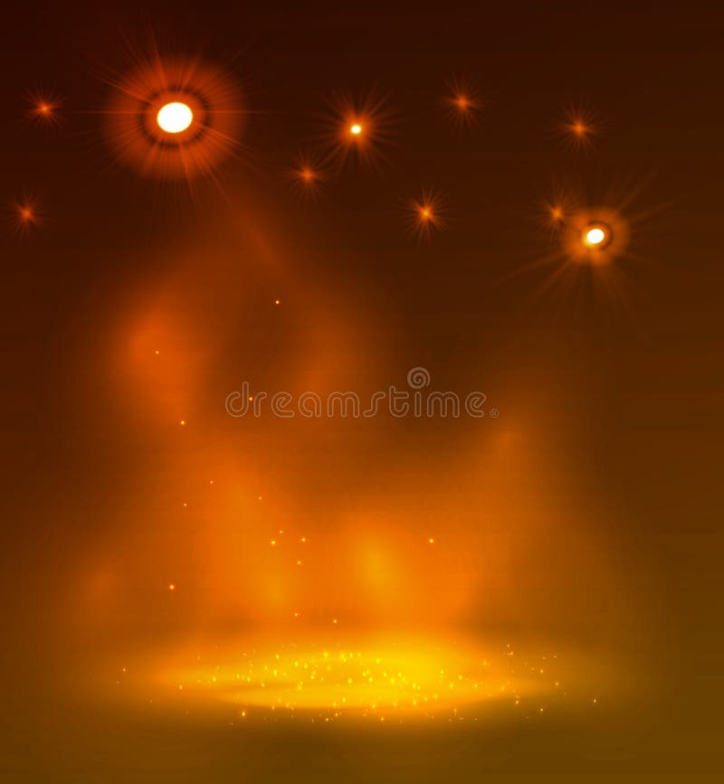 Orange Smoke on Stage, Abstract Design with a Fire Stock Vector ...