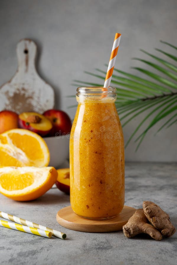 Orange Smoothie Made with Peach, Ginger and Orange, Healthy Drink ...