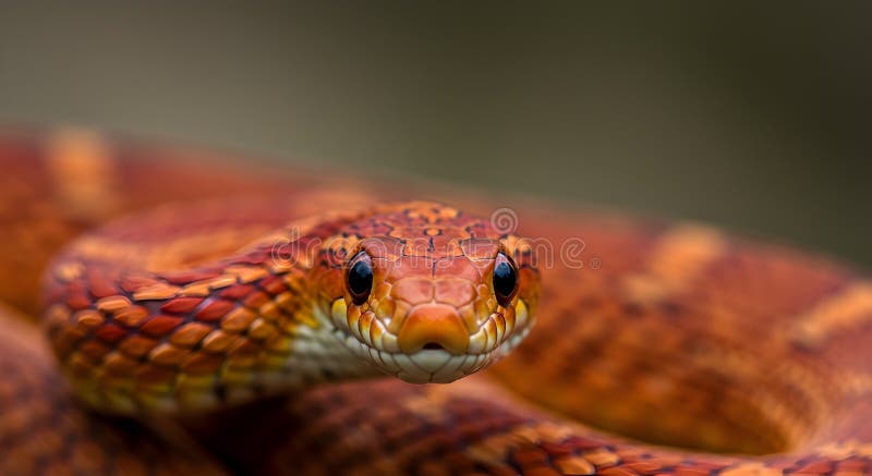 Orange Snake Close Up Looking at Camera Reptile in Nature Stock Image ...