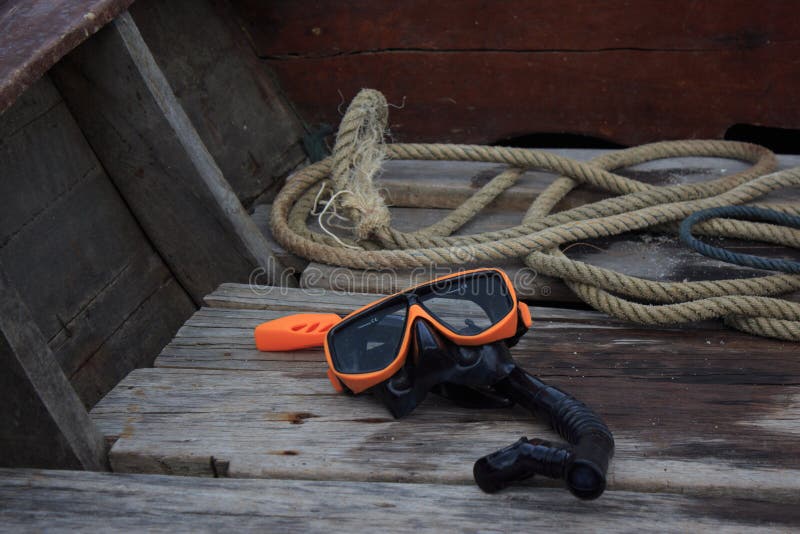 Orange Snorkel Scuba Mask on Long Tail Boat To Lipe Sea and Islands ...