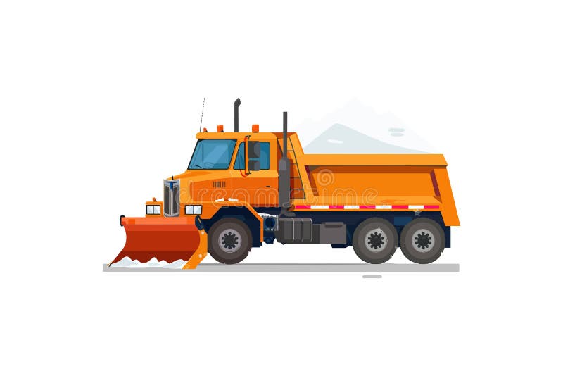 Orange Snow Plow Truck. Vector Illustration Design Stock Illustration ...