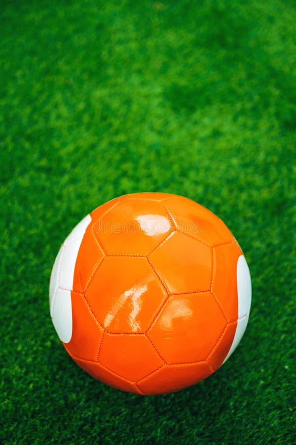 Orange Soccer Ball on Artificial Grass Pitch Stock Image - Image of ...