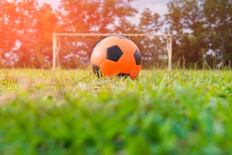 Orange soccer ball stock image. Image of playground, background - 81202481