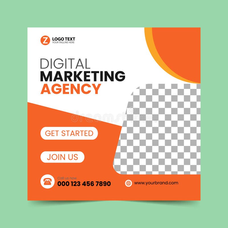 Orange Social Media Post Design Template Editorial Stock Image ...