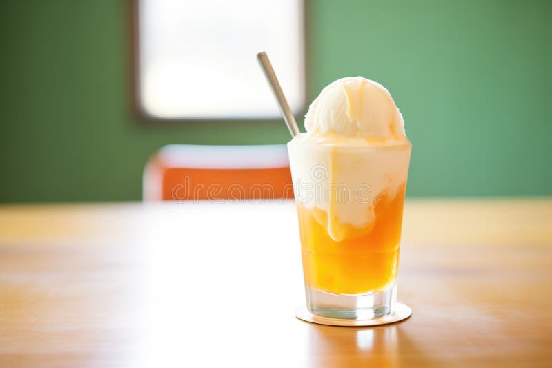 Orange Soda Float with Ice Cream Scoop on Top Stock Photo - Image of ...