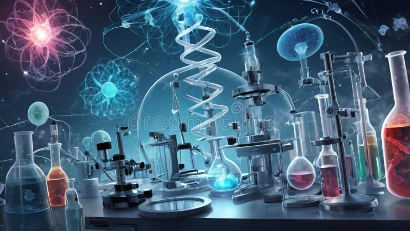 Orange Solution in Science Glass Flask in Blue Chemistry School ...