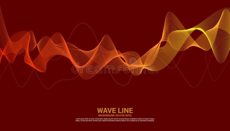 Orange Sound Wave Line Curve on Red Background. Stock Illustration ...
