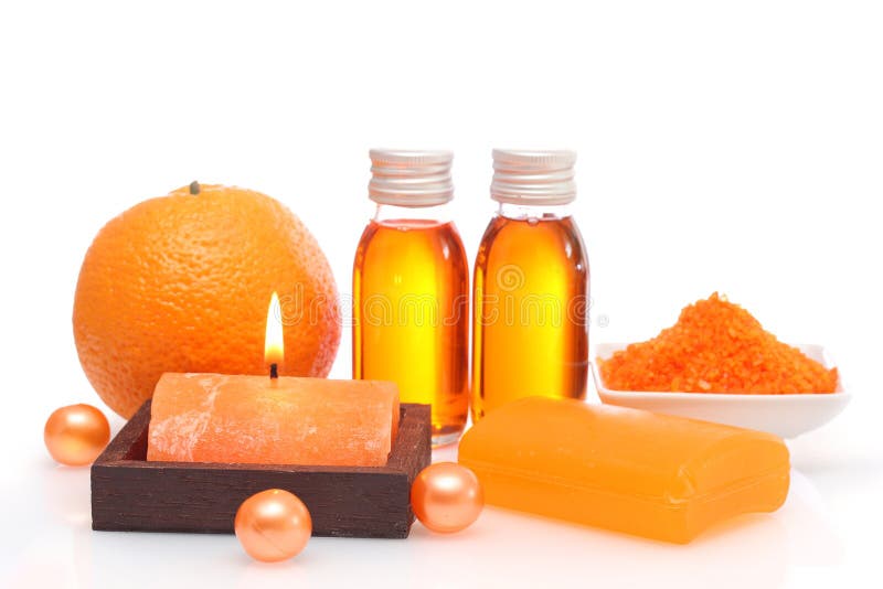 Orange spa stock photo. Image of products, candle, perfume - 6210608