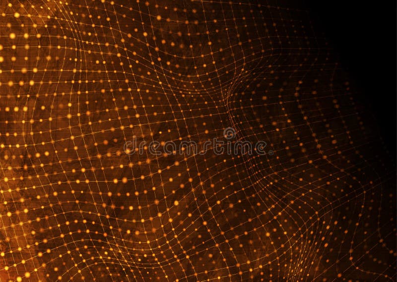 Orange Sparkling Connect Dots Abstract Futuristic Background Stock ...