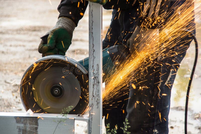 Orange Sparks while Cutting Stock Photo - Image of electric, spark ...