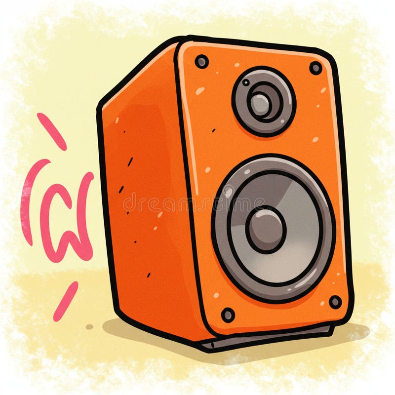 Orange Speaker Illustration Featuring a Rectangular Shape with Two ...