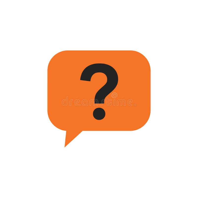 Orange Speech Bubble with Black Question Mark Minimal Flat Design ...