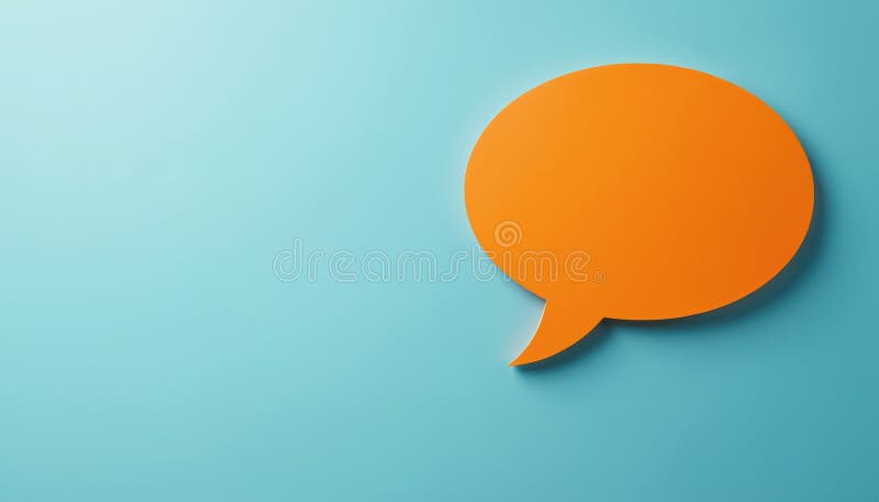 Orange Speech Bubble on Blue Background. Modern Communication Concept ...
