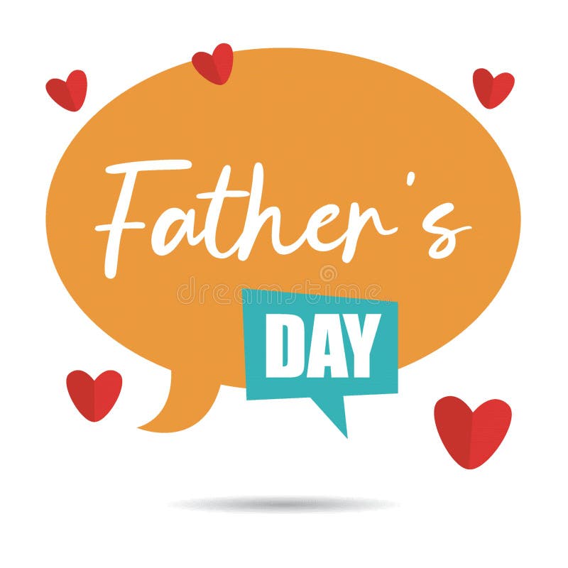 Father S Day Card with 3D Hearts and One Big Orange Speech Bubble ...