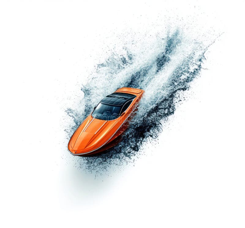 Orange Speedboat Splashing stock photo. Image of travel - 367243044