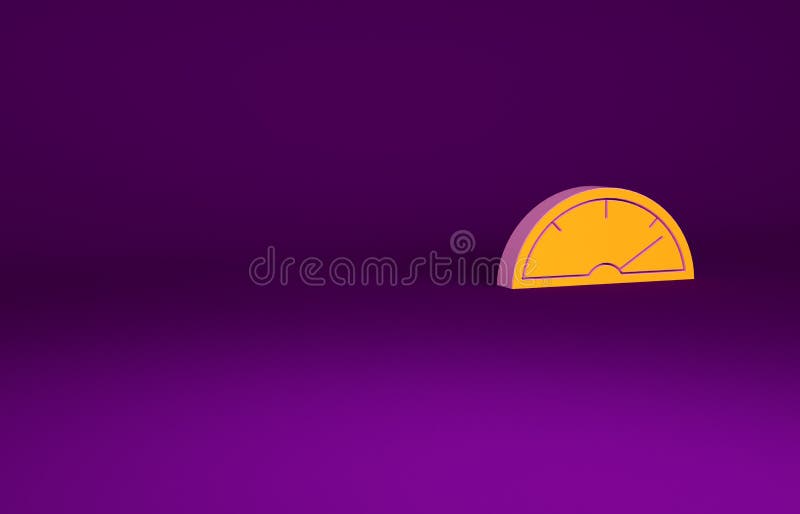 Orange Speedometer Icon Isolated on Purple Background. Minimalism ...