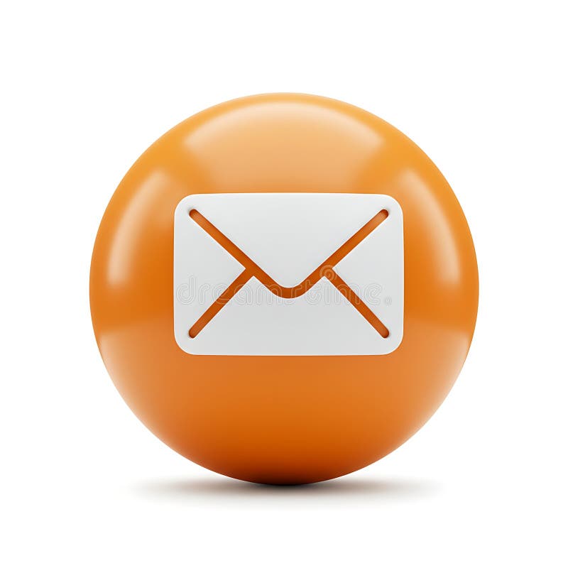 Orange Sphere with White Email Icon: 3D Render of Communication Symbol ...