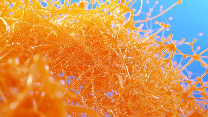 Orange Spheres on Blue Background Form an Abstract Network. Stock Photo ...