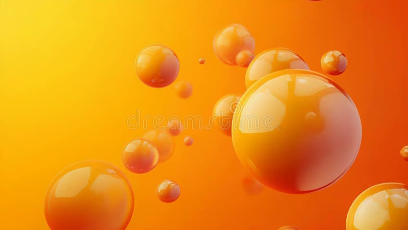 Orange Spheres Floating on Gradient Background, Abstract 3d Render ...