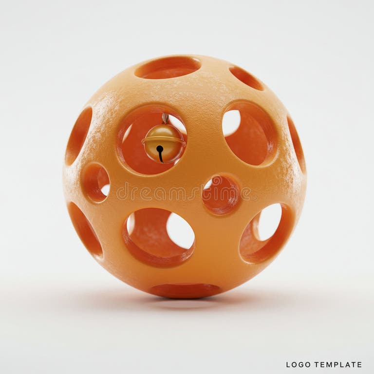 An Orange Spherical Object with Multiple Circular Cutouts, Resembling a Perforated Ball. Stock ...