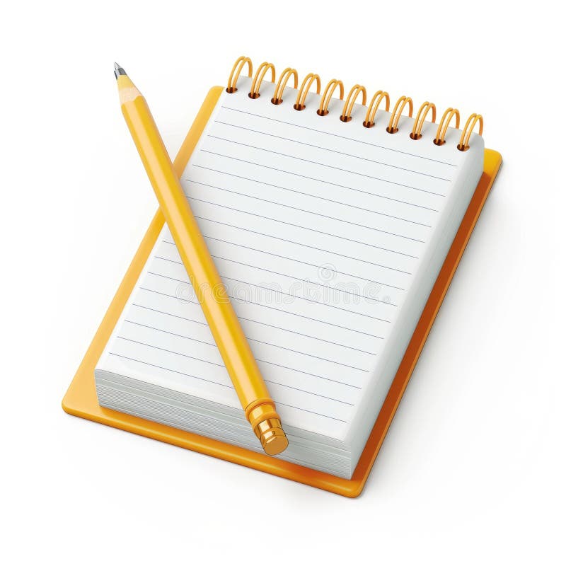 Yellow Spiral Notepad and Pencil: Ready To Write Stock Illustration - Illustration of ...