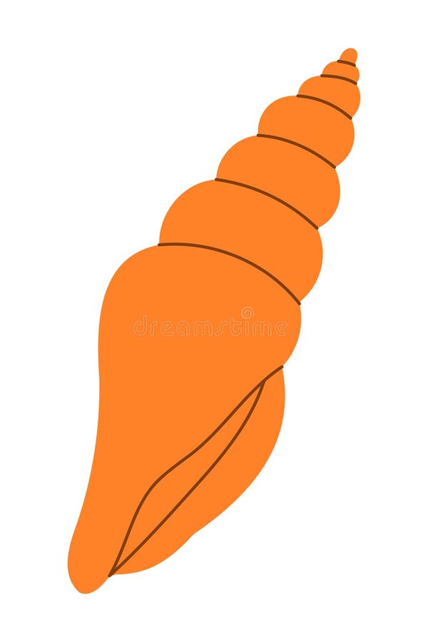 Orange Spiral Seashell Illustration with Minimalist Design Elements ...