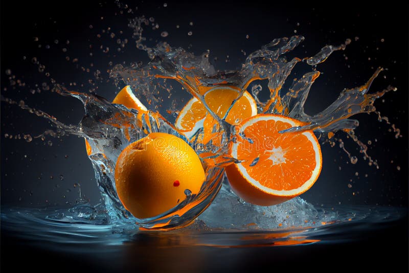 Orange Splash with Color on Black Background Stock Illustration ...